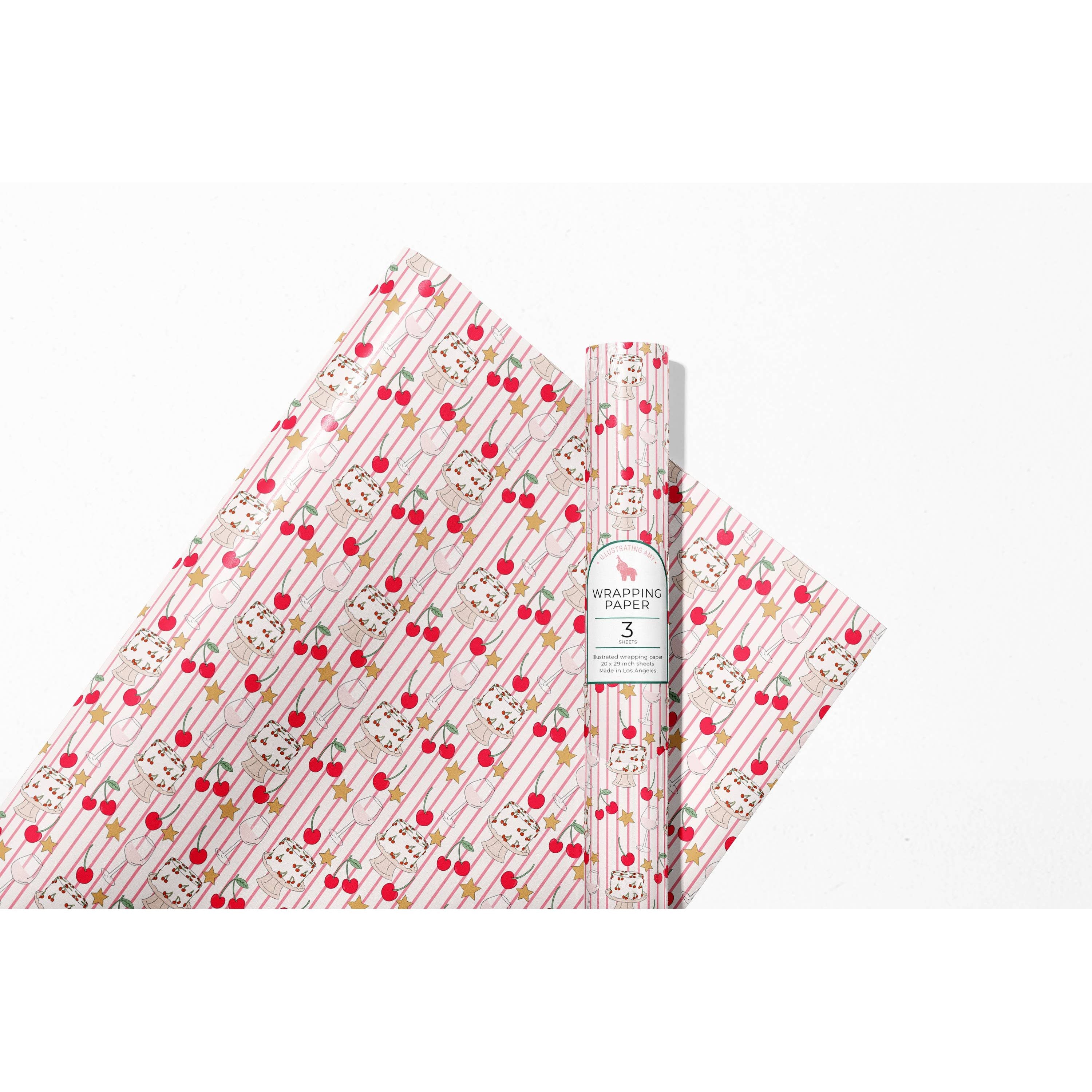 Cherry Stripes Gift Wrap Rolls – Presley Paige